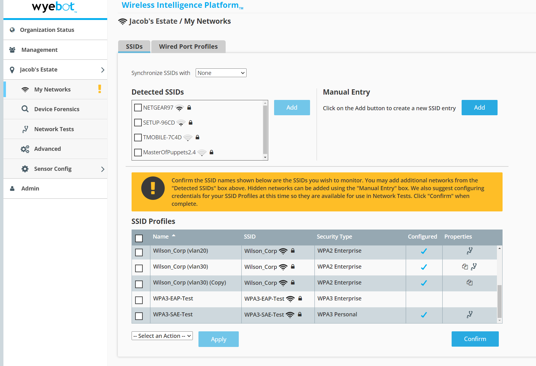 SSID Configuration | Wyebot Docs