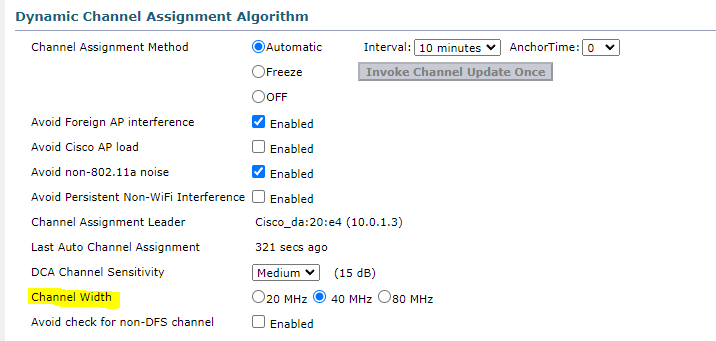 Adjusting Channel Width on Cisco Wireless Controller | Wyebot Docs