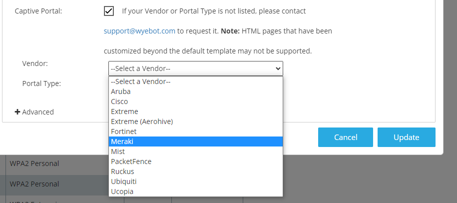Using Wyebot with Meraki Captive Portal SSIDs | Wyebot Docs